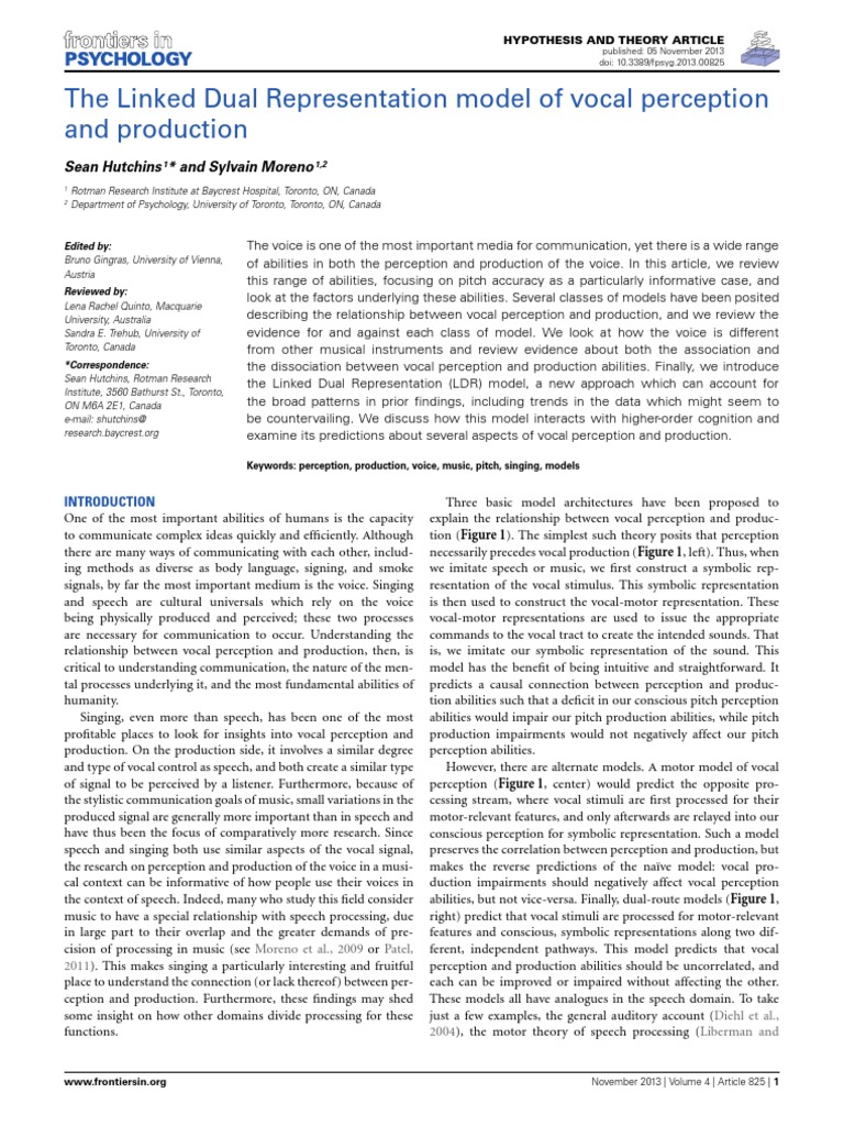 The Linked Dual Representation Model of Vocal Perception and Production ...