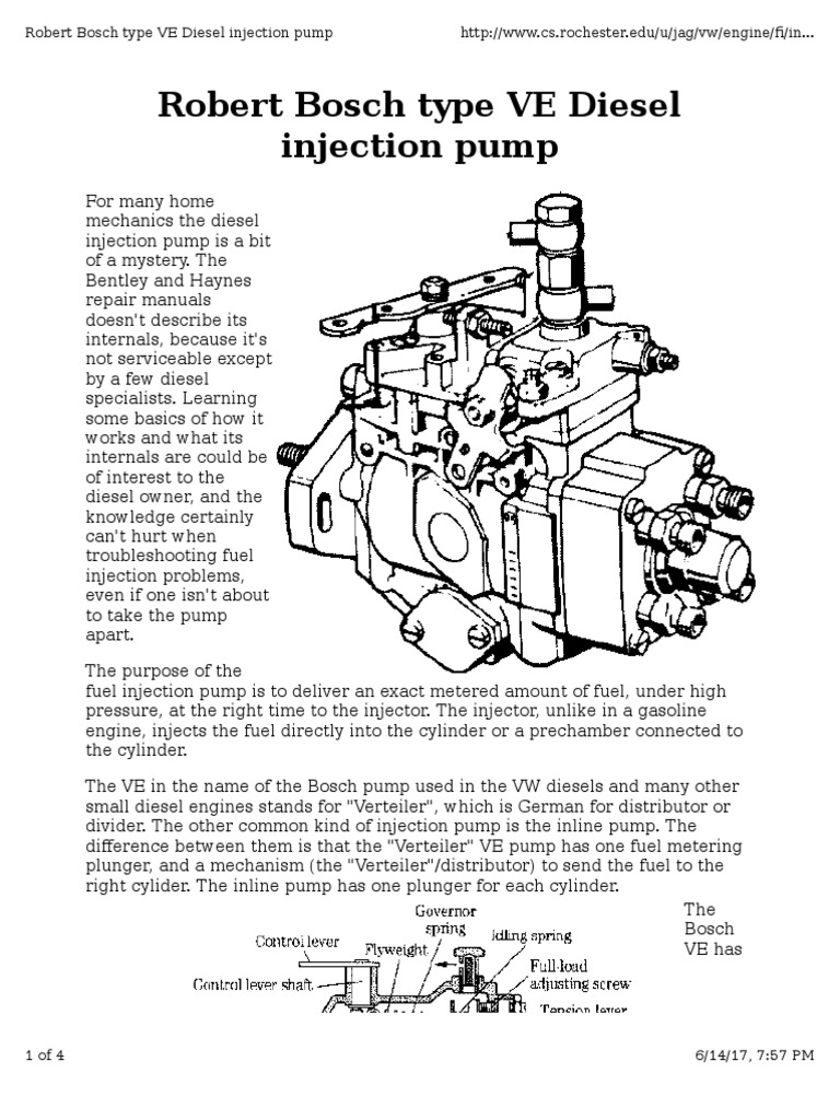 Bosch VE Pump Discription | PDF | Fuel Injection | Diesel Engine