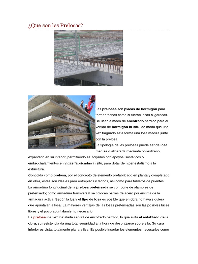 Que Son Las Prelosas | PDF | Materiales de construcción | Ingeniería ...