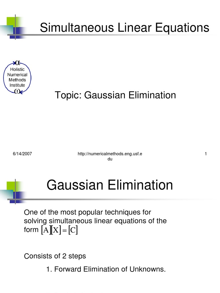 Gaussian Elimination Pdf Mathematical Analysis Mathematical Concepts