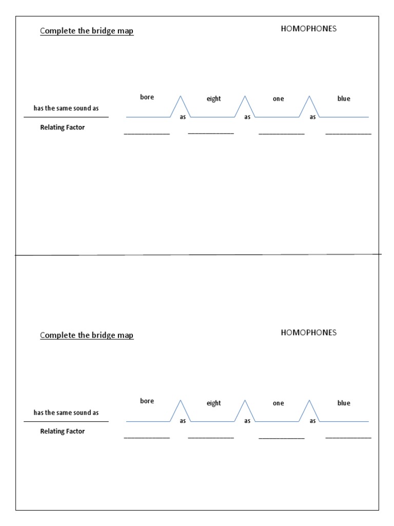 Bridge Map Homphones Year 5 | PDF | Foreign Language Studies