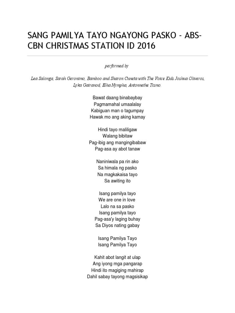 Sang Pamilya Tayo Ngayong Pasko | PDF