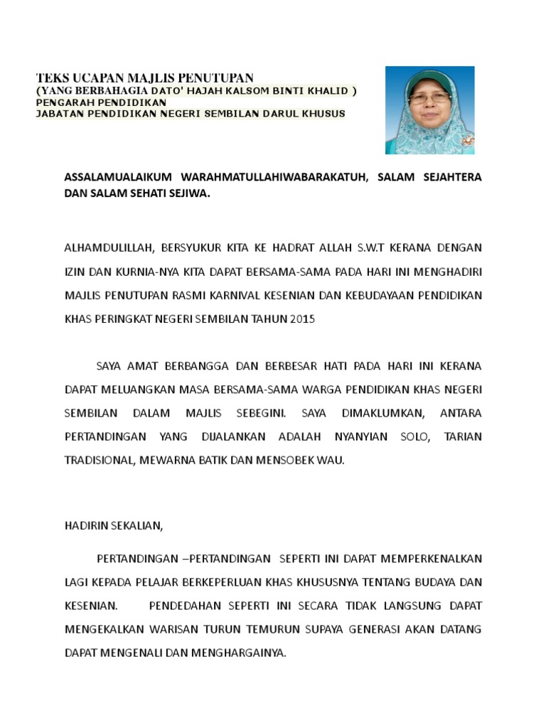 Teks Ucapan Rasmi Dato Pengarah Kesenian | PDF