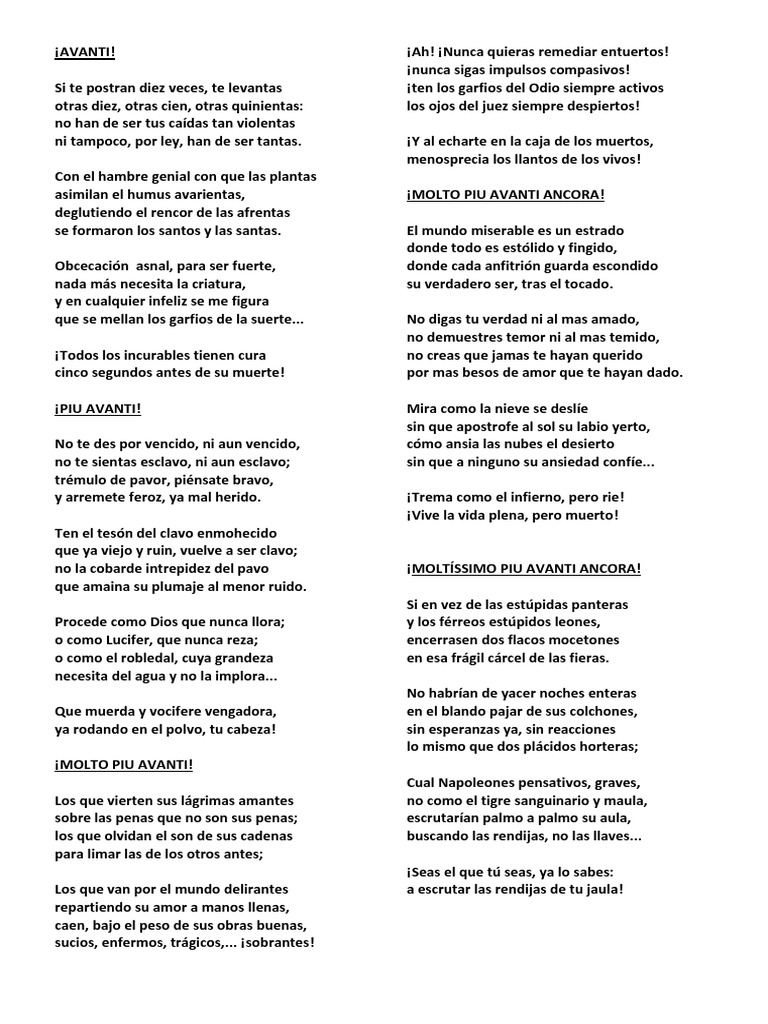 Poema "Avanti" de Almafuerte | PDF | Derecho