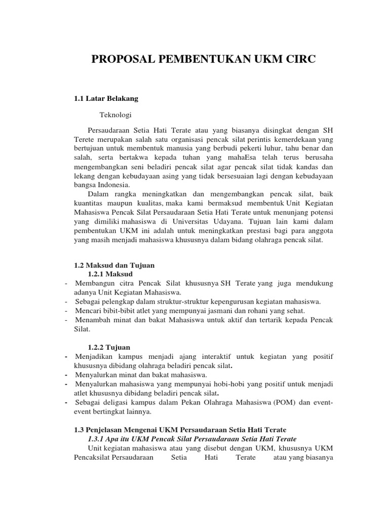 Proposal Pembentukan Ukm Circ | PDF
