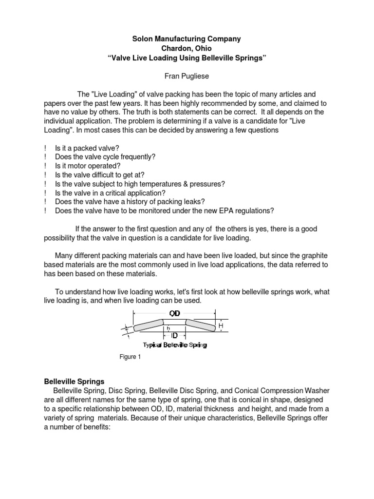 Valve Live Loading with Belleville Springs | PDF | Valve | Building ...