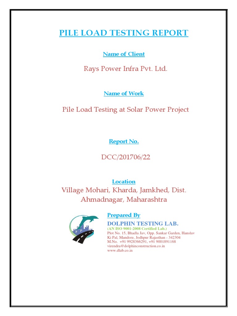 Solar Project Pile Load Test Report | PDF | Deep Foundation ...