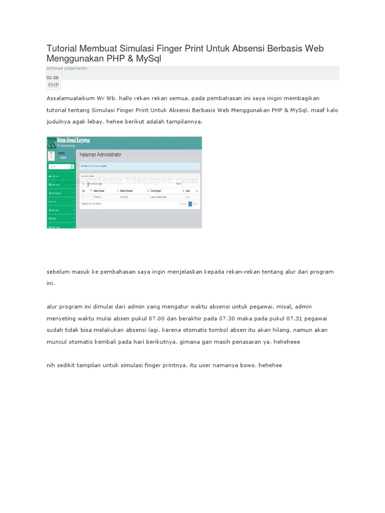 Tutorial Membuat Simulasi Finger Print Untuk Absensi Berbasis Web ...