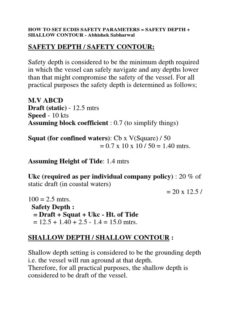 How To Set Ecdis Safety Parameters | PDF | Contour Line | Tide