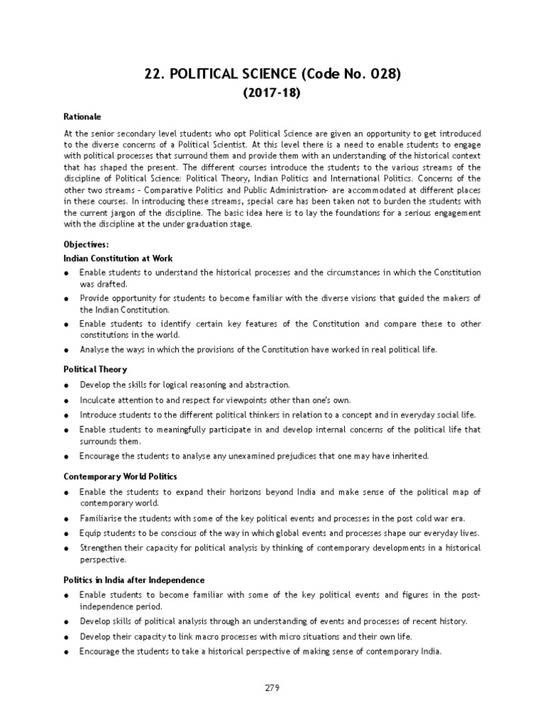 Class 11 Syllabus Political Science | PDF | Federalism | Constitution