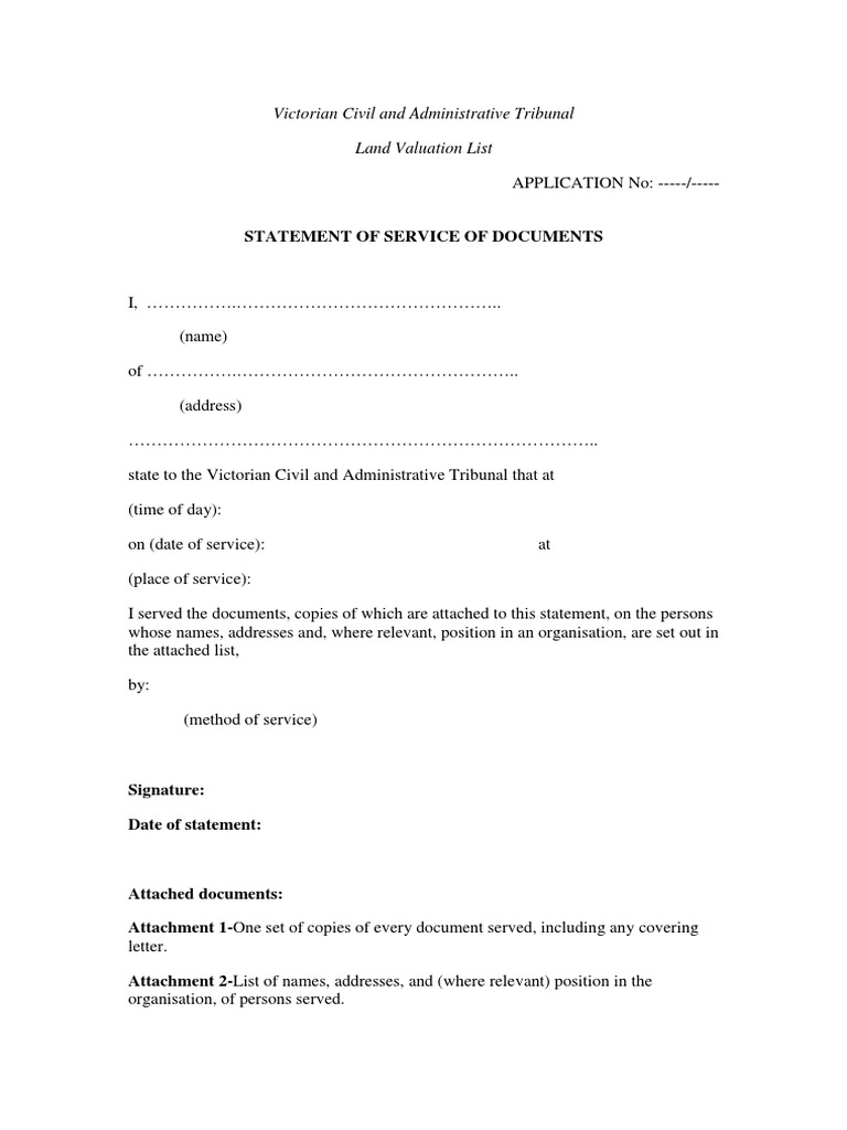 Statement of Service 1 | PDF