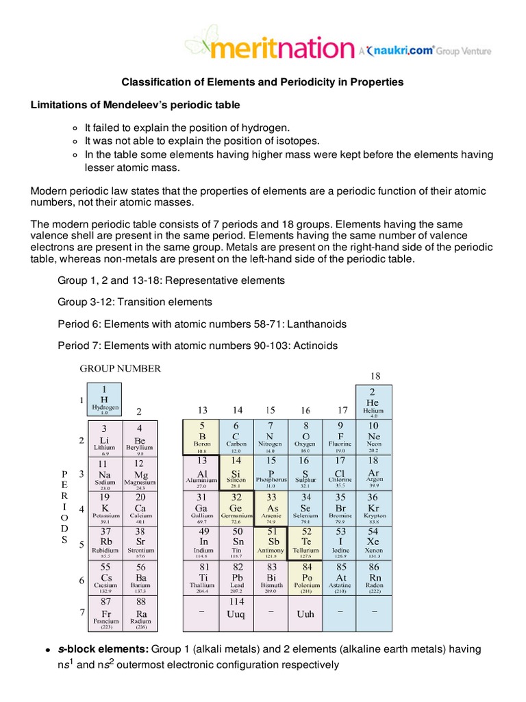 Modern Periodic Table Explained | PDF | Periodic Table | Chemical Elements