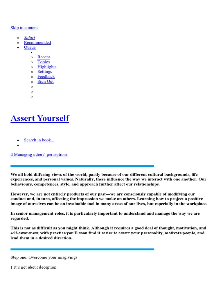 Assert Yourself 2 | PDF | Deception | Perception