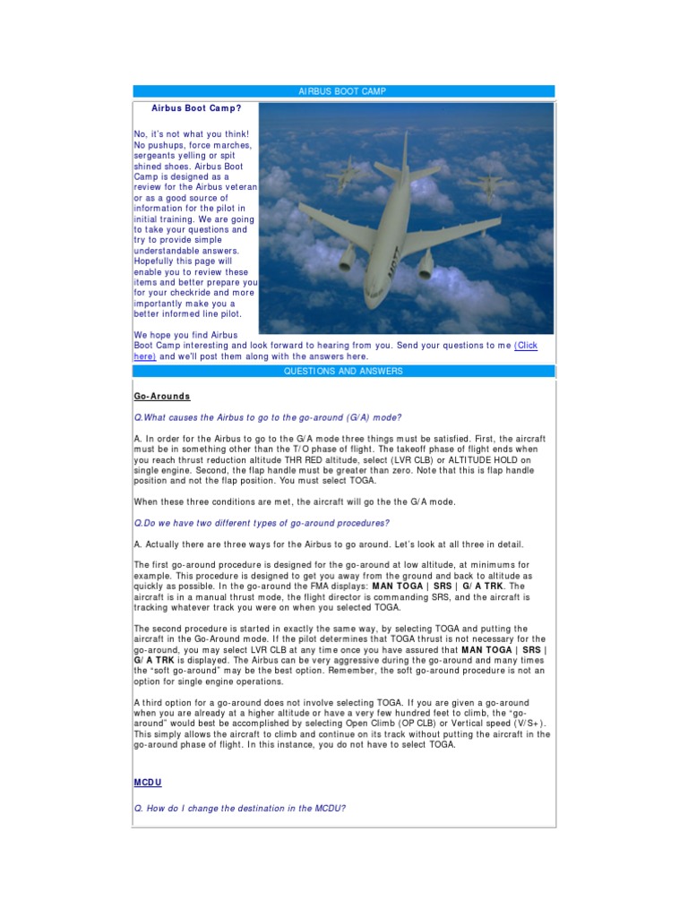 Airbus Boot Camp Pdf Aircraft Aviation