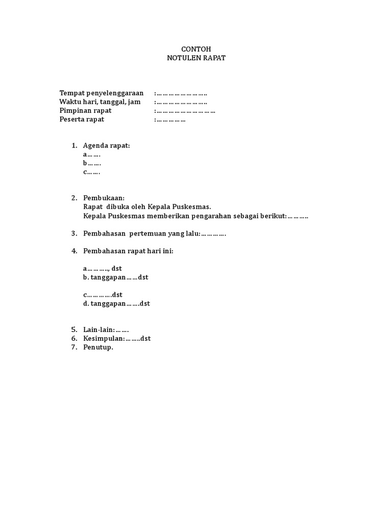 Contoh Notulen Rapat | PDF