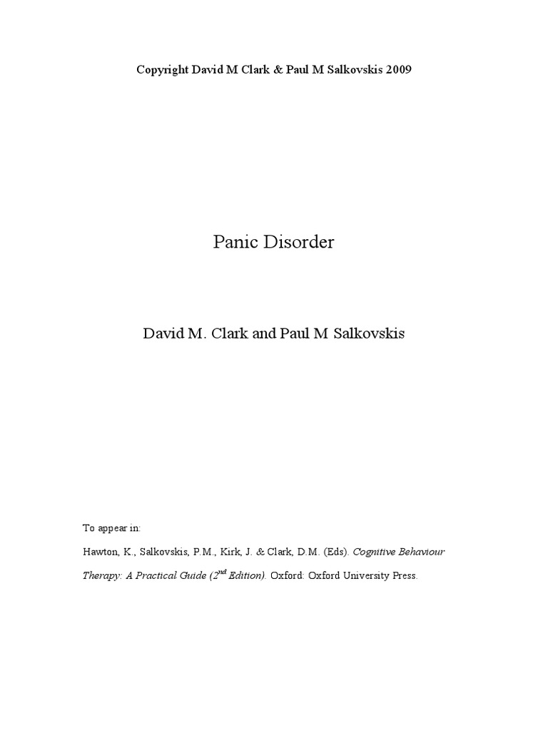 Panic Ch. Clark & Salkvoskis.2009 | PDF | Panic Attack | Panic Disorder