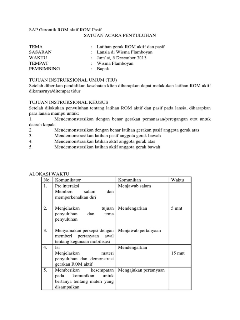 SAP Gerontik ROM Aktif ROM Pasif | PDF