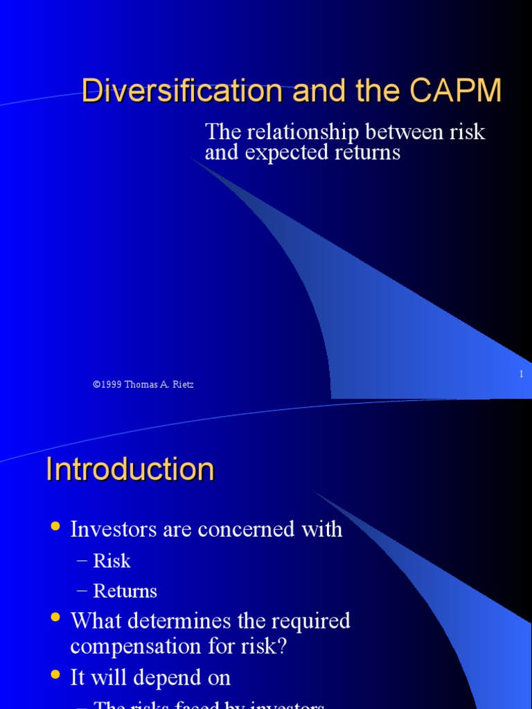 Diversification and The CAPM | PDF | Capital Asset Pricing Model ...
