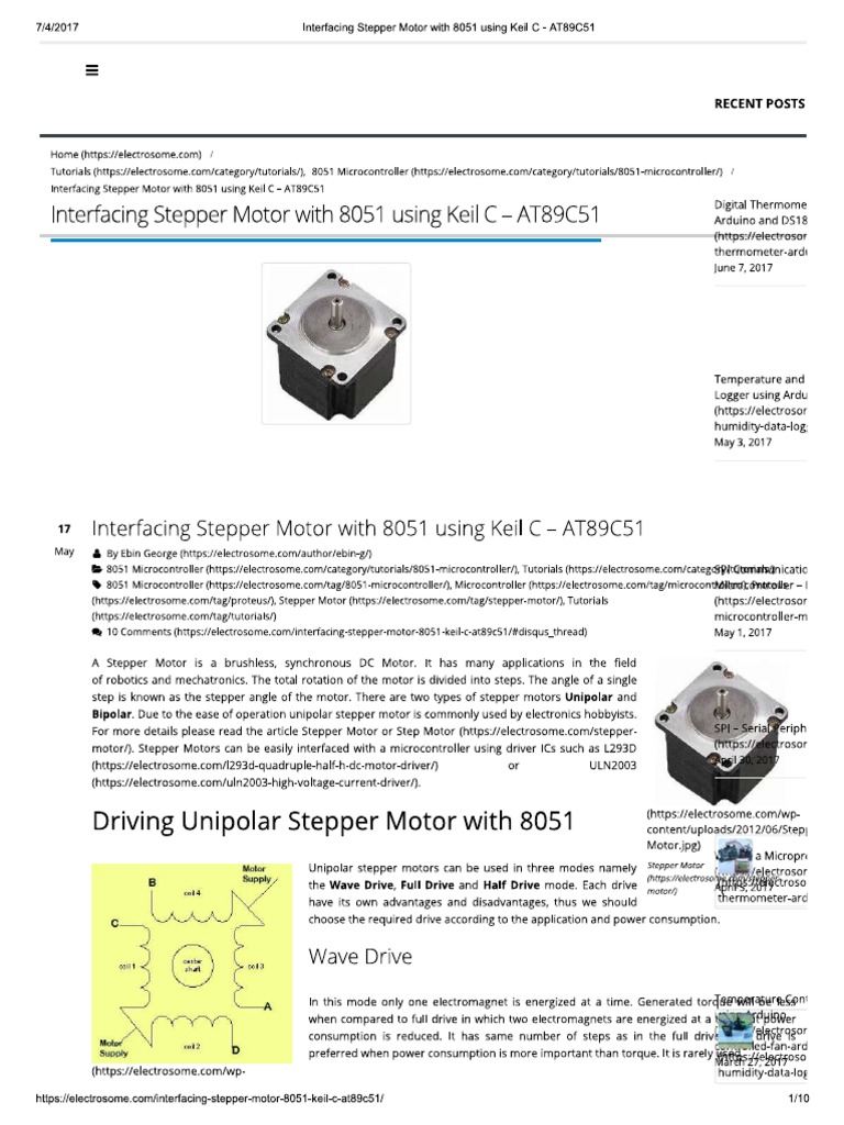 Interfacing Stepper Motor With 8051 Using Keil C - AT89C51 | PDF