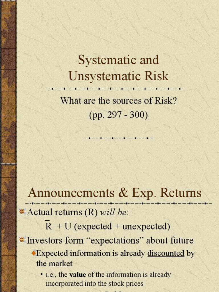 Systematic and Unsystematic Risk (Rohit) | PDF