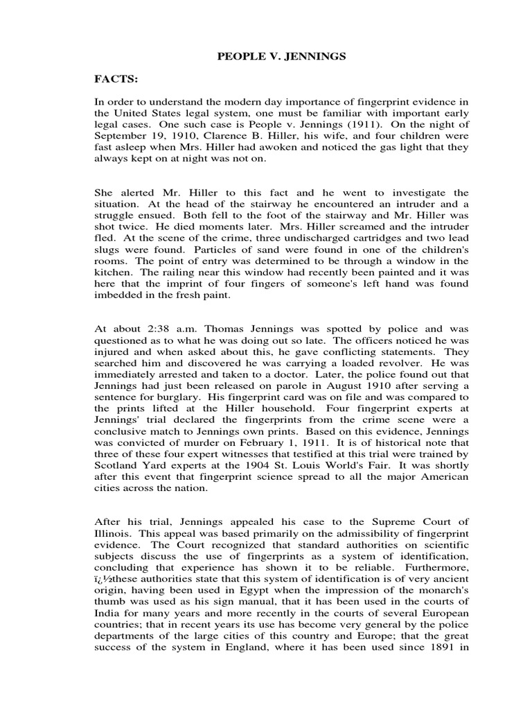 PP V Jennings | PDF | Fingerprint | Expert Witness