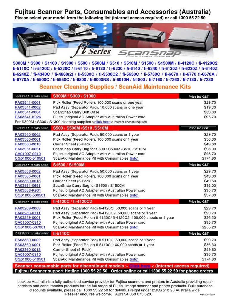 Fujitsu Scanner Parts and Supplies Australia | PDF | Image Scanner ...