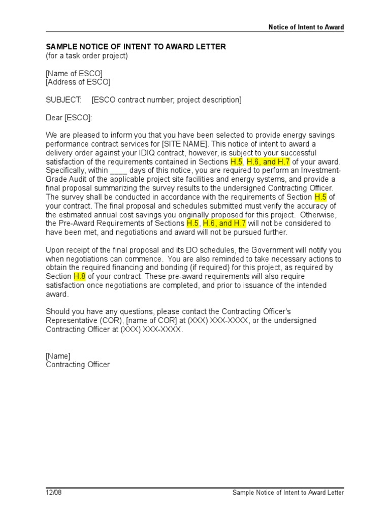 Letter of Award | PDF