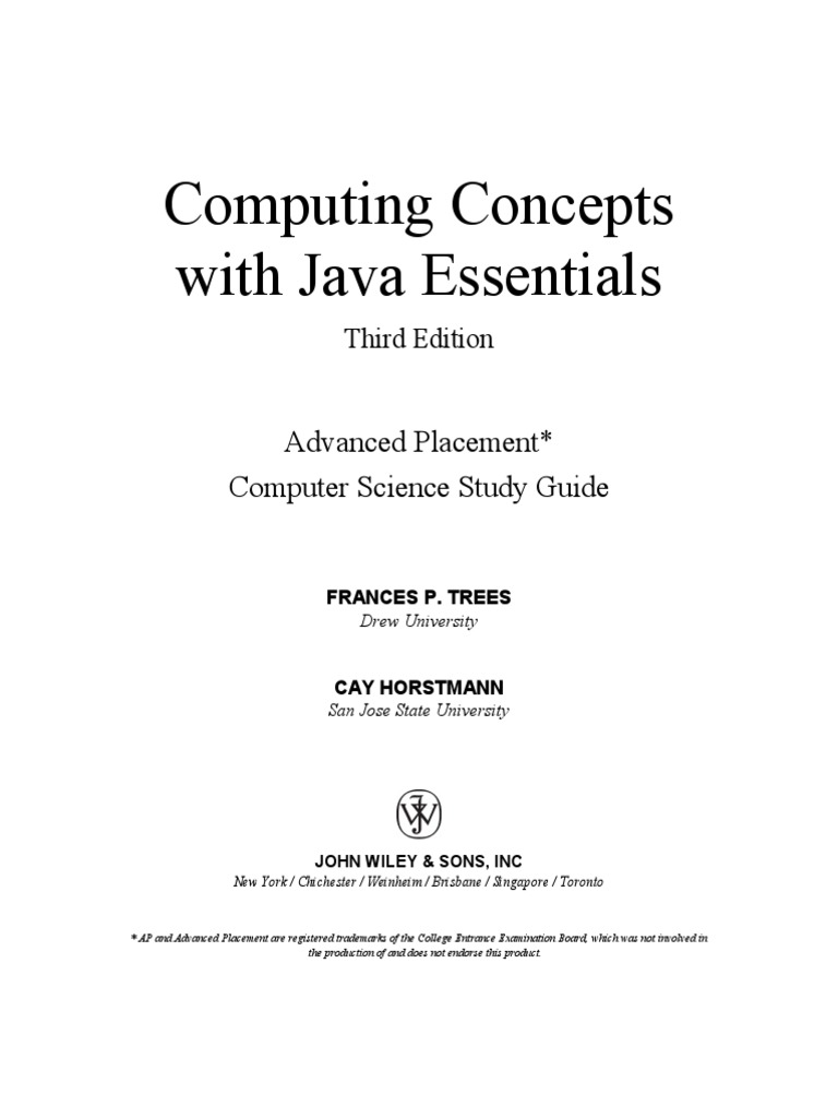 Computing Concepts With Java Essentials: Advanced Placement Computer ...