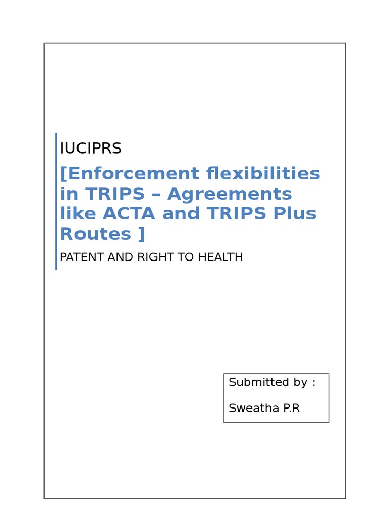 Enforcement Flexibilities in TRIPS - Draft | PDF | Trips Agreement ...