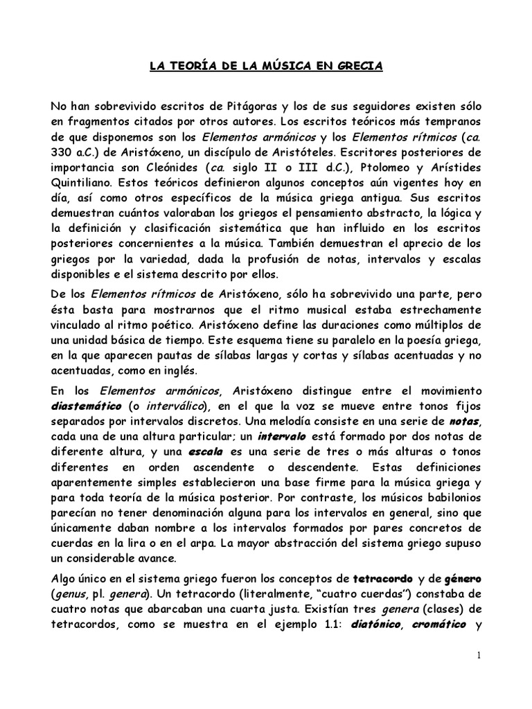 Teoría de La Música en Grecia | PDF | Modo (música) | Intervalo (música)