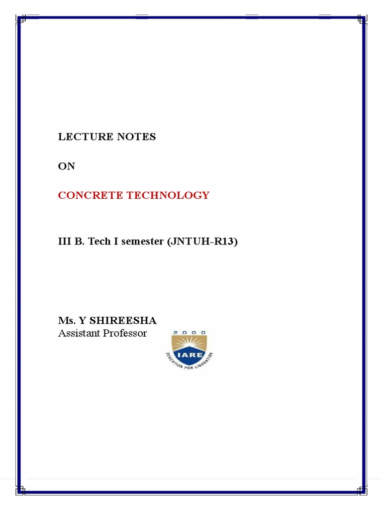 Concrete Technology Notes | Download Free PDF | Concrete | Industries