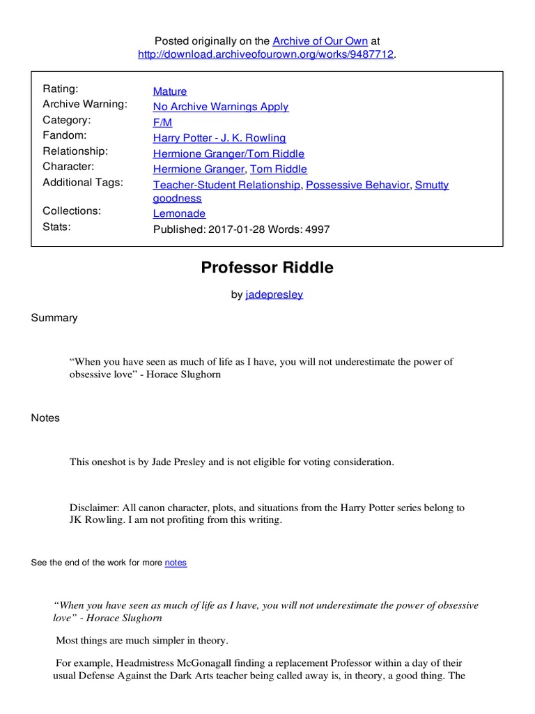 Professor Riddle (TOMIONE) | PDF