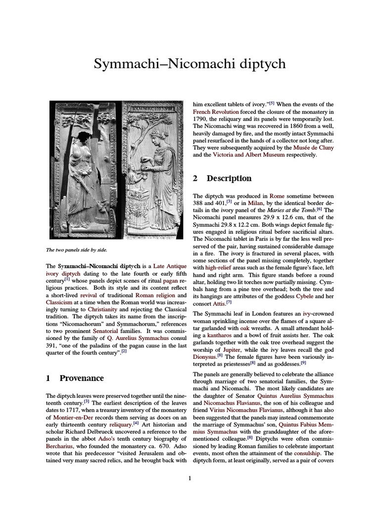 Symmachi-Nicomachi Diptych | PDF | Religion And Belief