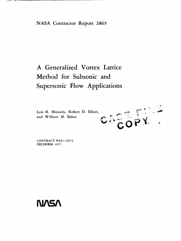 A Generalized Vortex Lattice Method For Subsonic and Supersonic Flow Applications - Nasa ...
