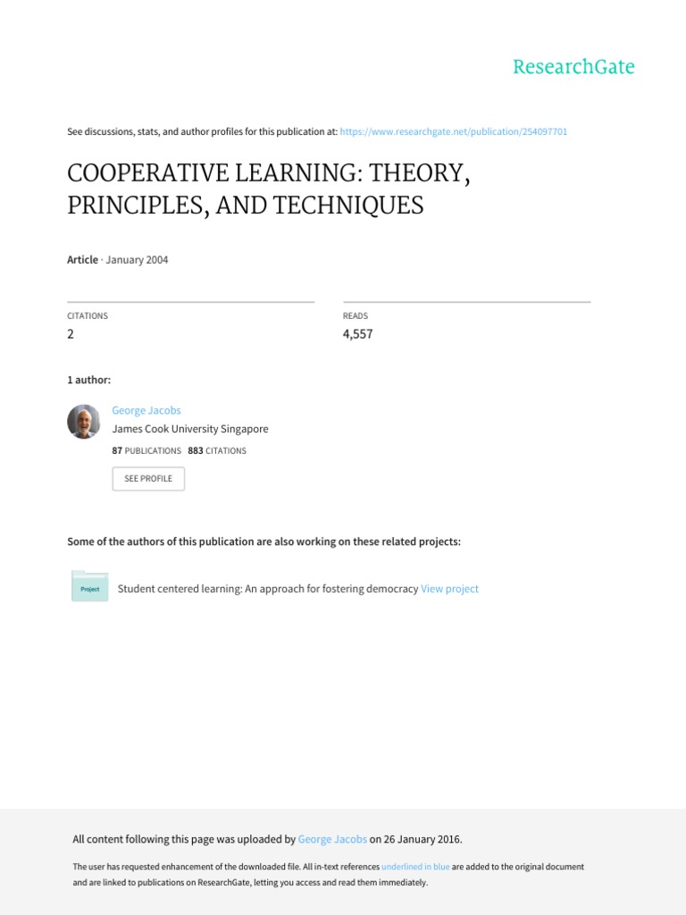 Cooperative Learning Theory Principles and Techniq | PDF | Second ...