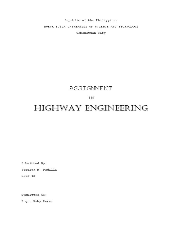 Highway Engineering: Assignment | PDF