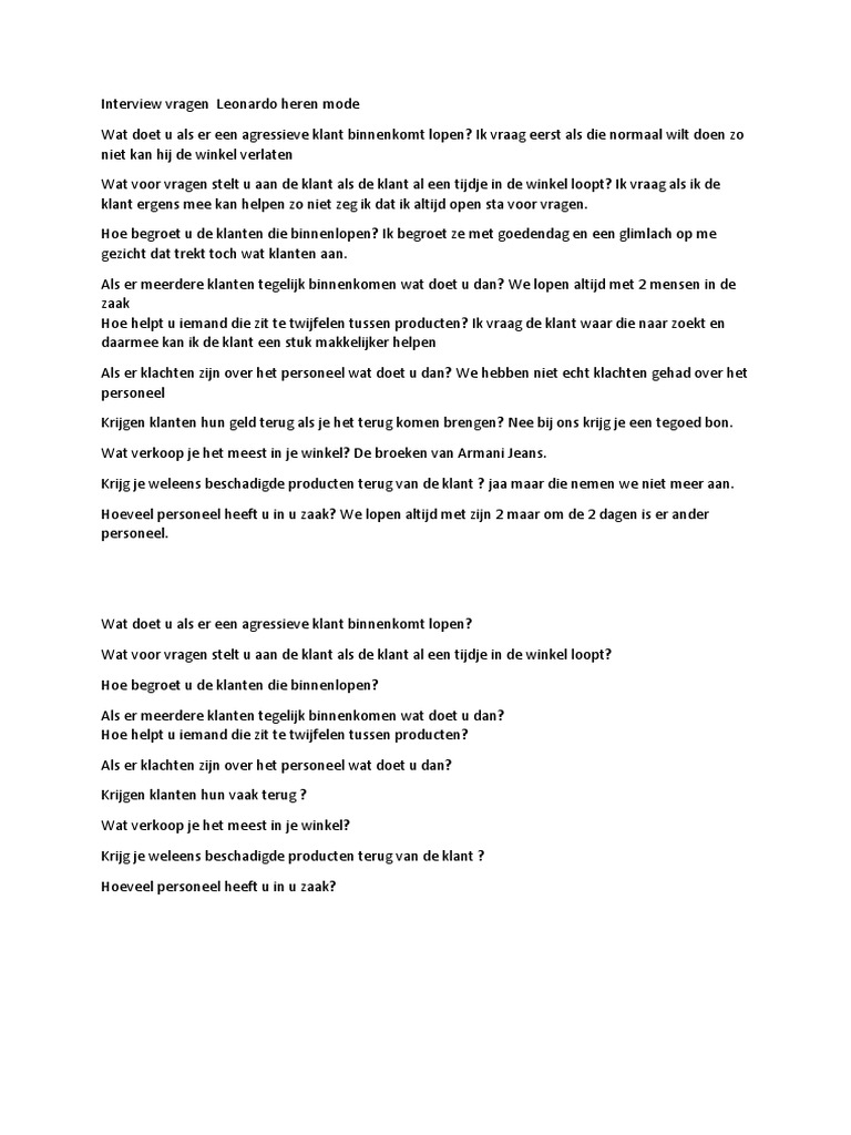 Interview Vragen | PDF