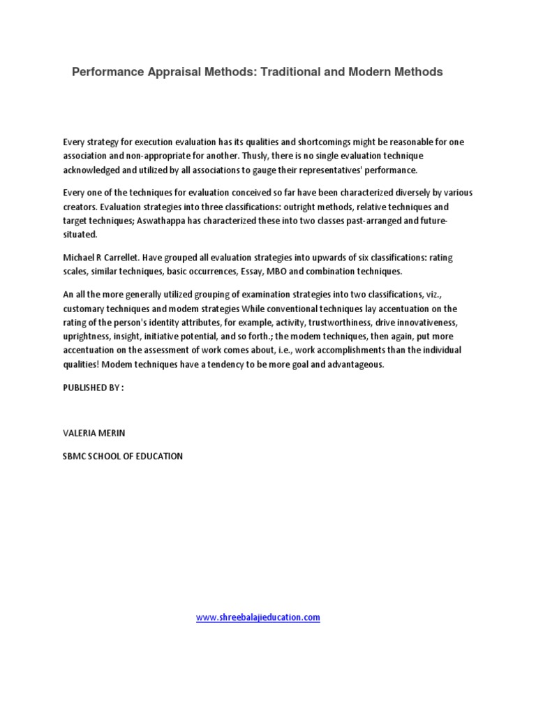 Performance Appraisal Methods Explained | PDF | Career & Growth | Business