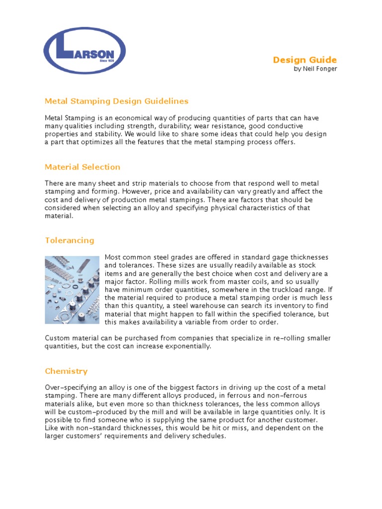 Metal Stamping Design Guide | PDF | Metals | Engineering Tolerance
