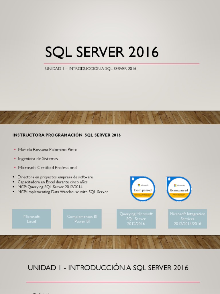 PRG Sqlserver2016 Unidad 1 | PDF | SQL | Servidor SQL de Microsoft