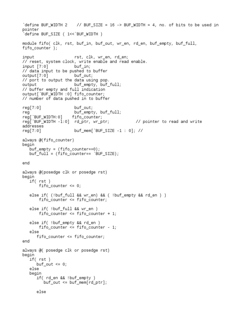 Design And Implementation Of A Fifo Buffer Module Using Verilog Pdf 0564