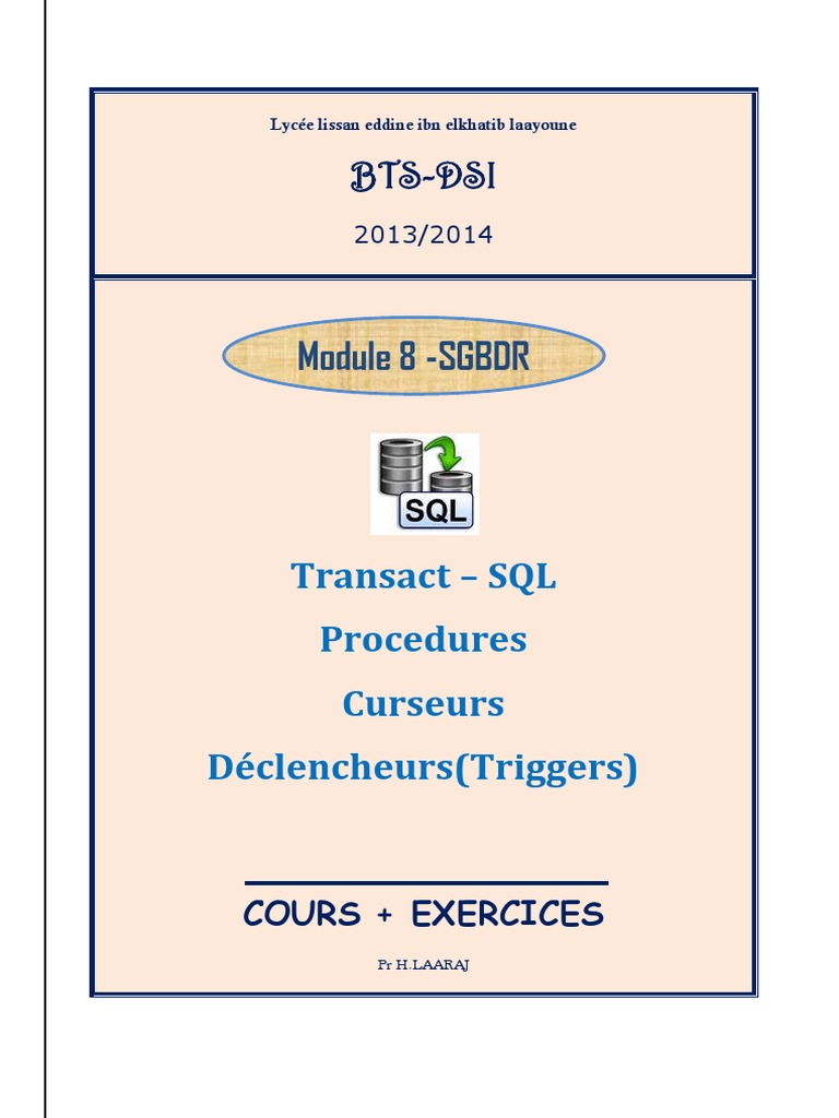 Cours et Exercices Transact-SQL BTS-DSI | PDF | Structure de contrôle | SQL