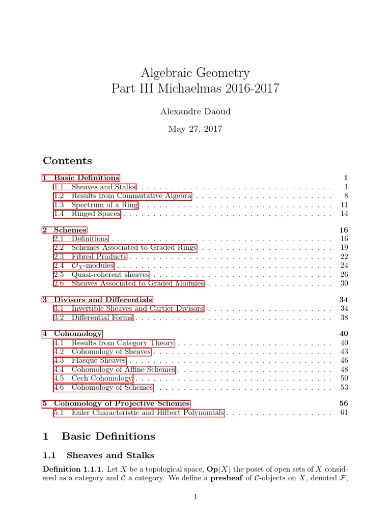 Advanced Algebraic Geometry Notes | PDF | Ring (Mathematics) | Topology