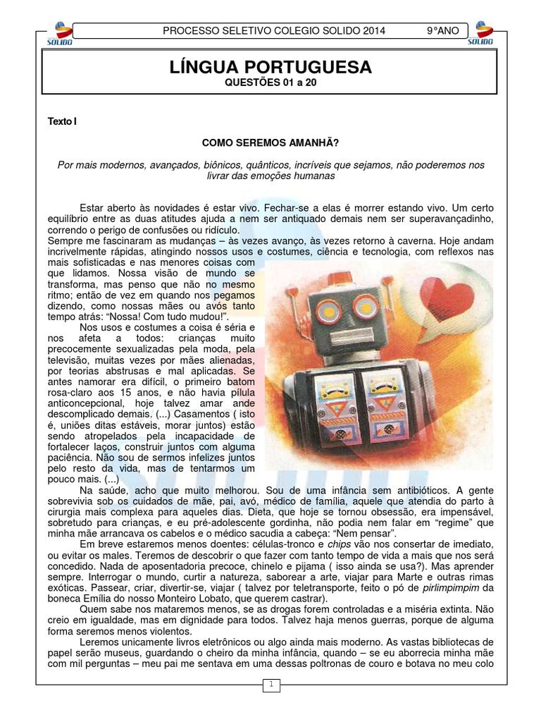 Processo Seletivo Solido 2014 Prova 9 Ano Fundamen5150150 | PDF | Futebol | Estádio