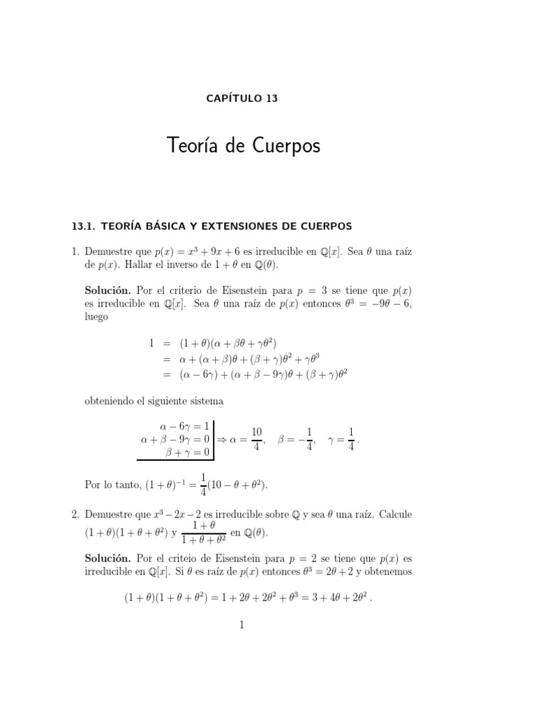 Dummit y Foote Capc3adtulo 13 PDF | PDF | Campo (Matemáticas) | Teoría ...