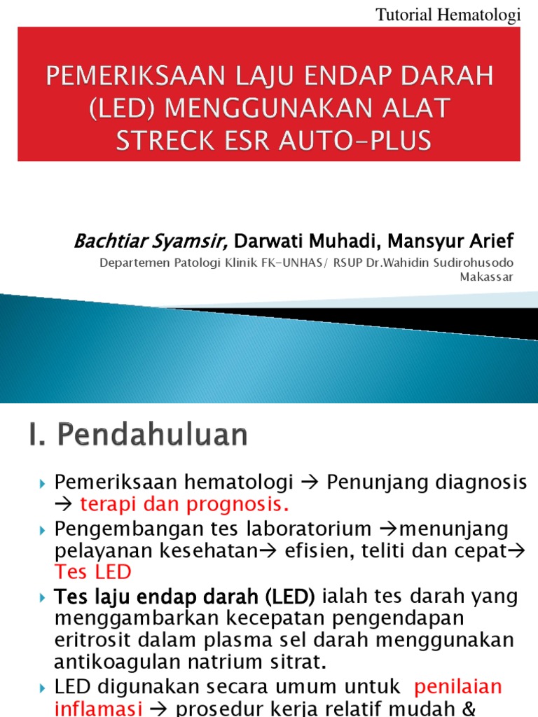 Pemeriksaan Laju Endap Darah (Led) | PDF