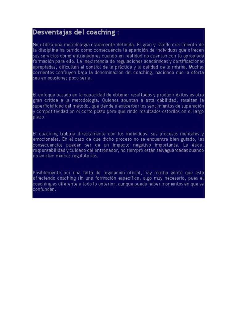 Desventajas Del Coaching | PDF