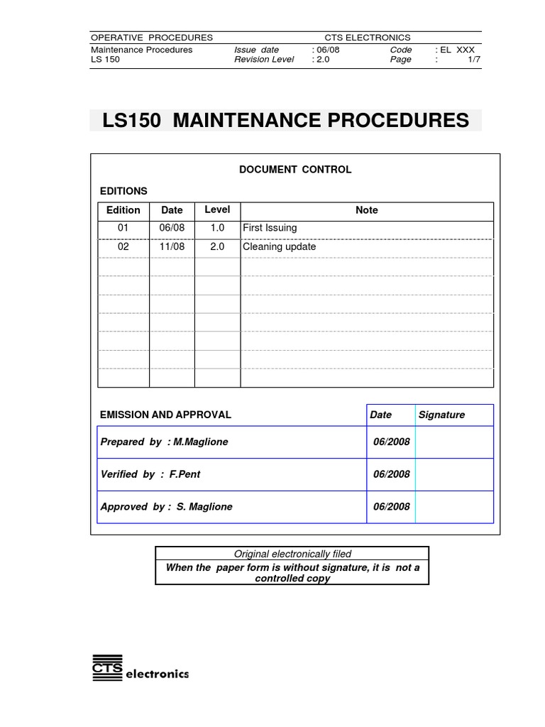 CTS LS150 Maintenance Procedures R2.0 PDF | PDF | Usb | Image Scanner