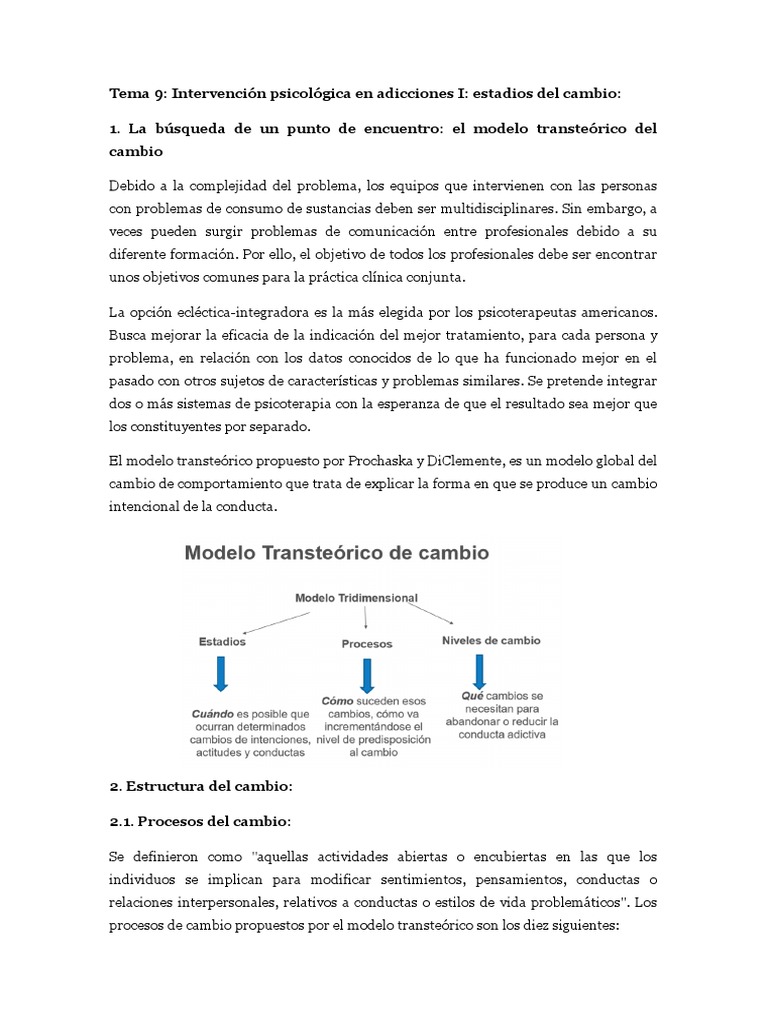 Modelo Transteórico Del Cambio | PDF | Comportamiento | Psicoterapia
