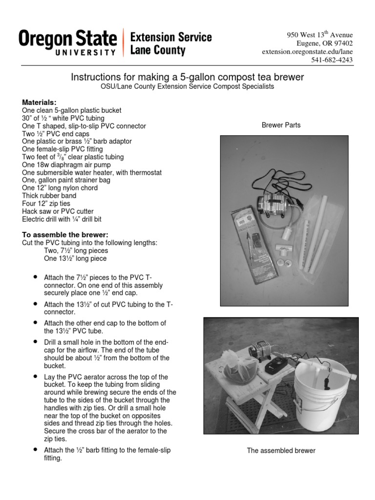 DIY 5-Gallon Compost Tea Brewer Guide | PDF | Compost | Nature